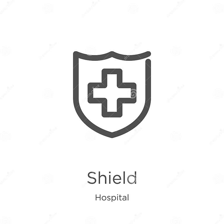 Shield Icon Vector from Hospital Collection. Thin Line Shield Outline ...