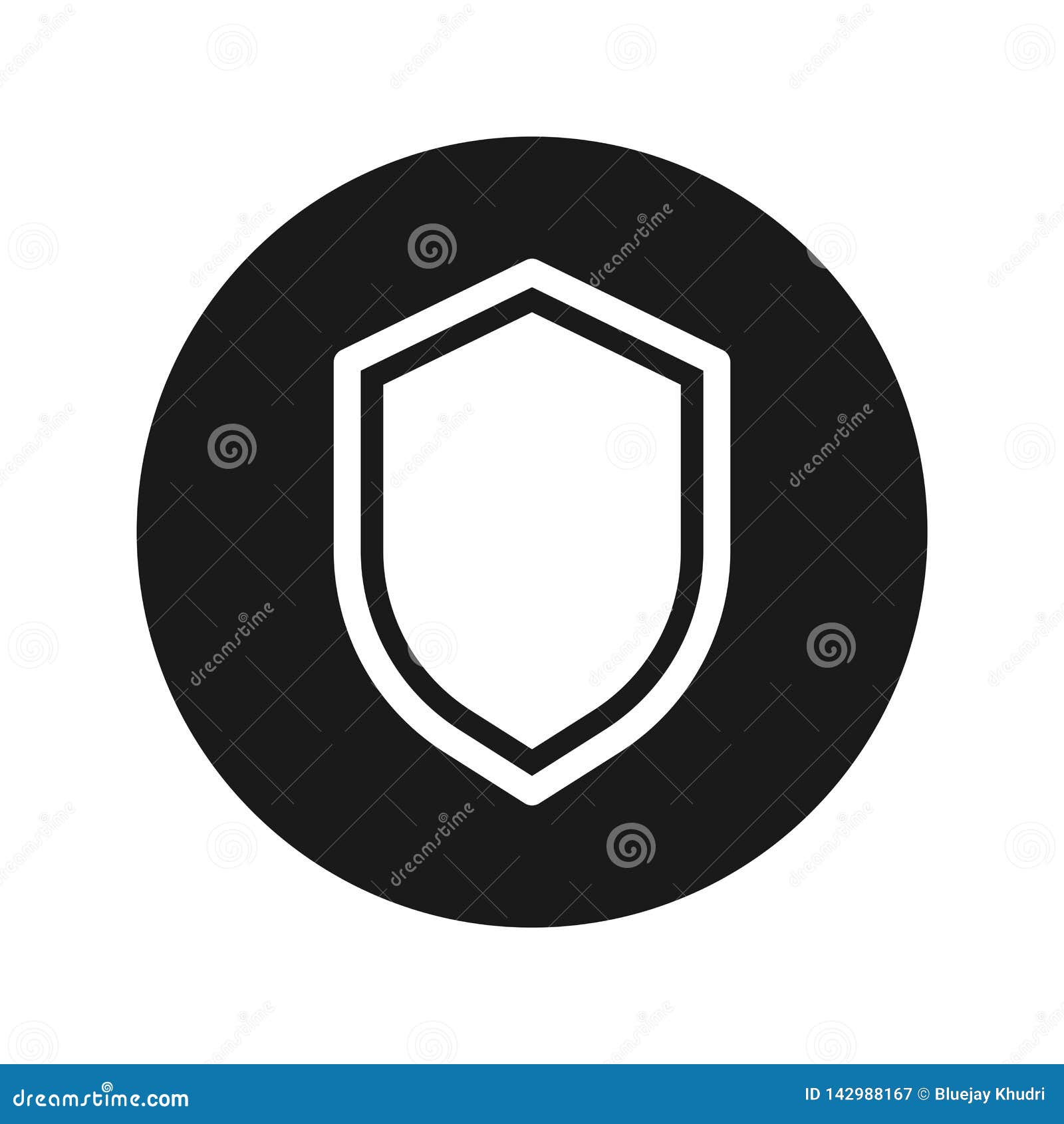 Shield Icon Flat Black Round Button Vector Illustration Stock Vector ...
