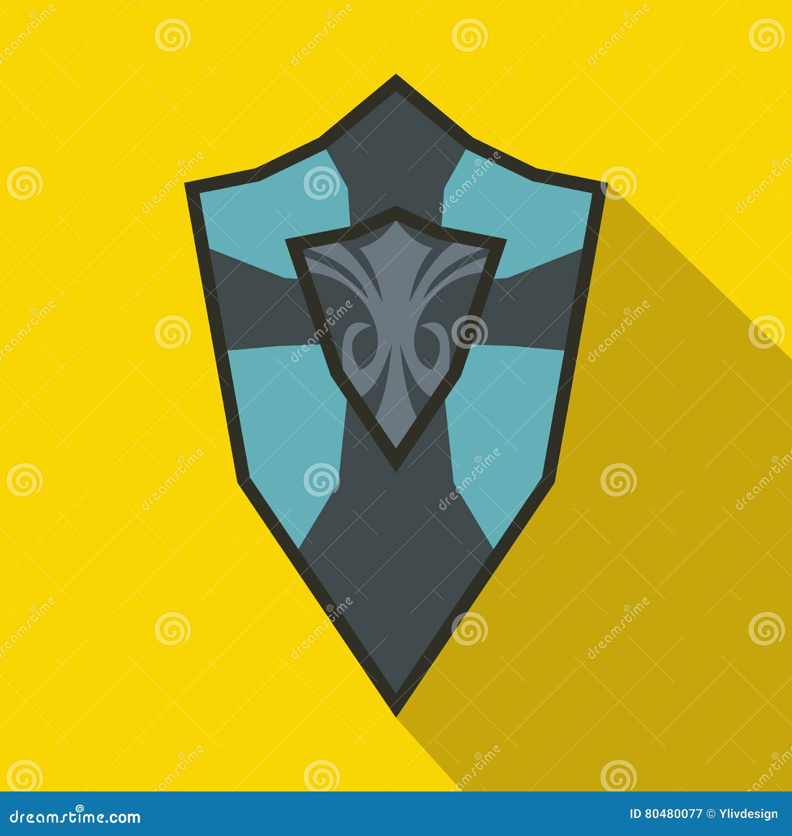 Shield icon, flat style stock vector. Illustration of medal - 80480077