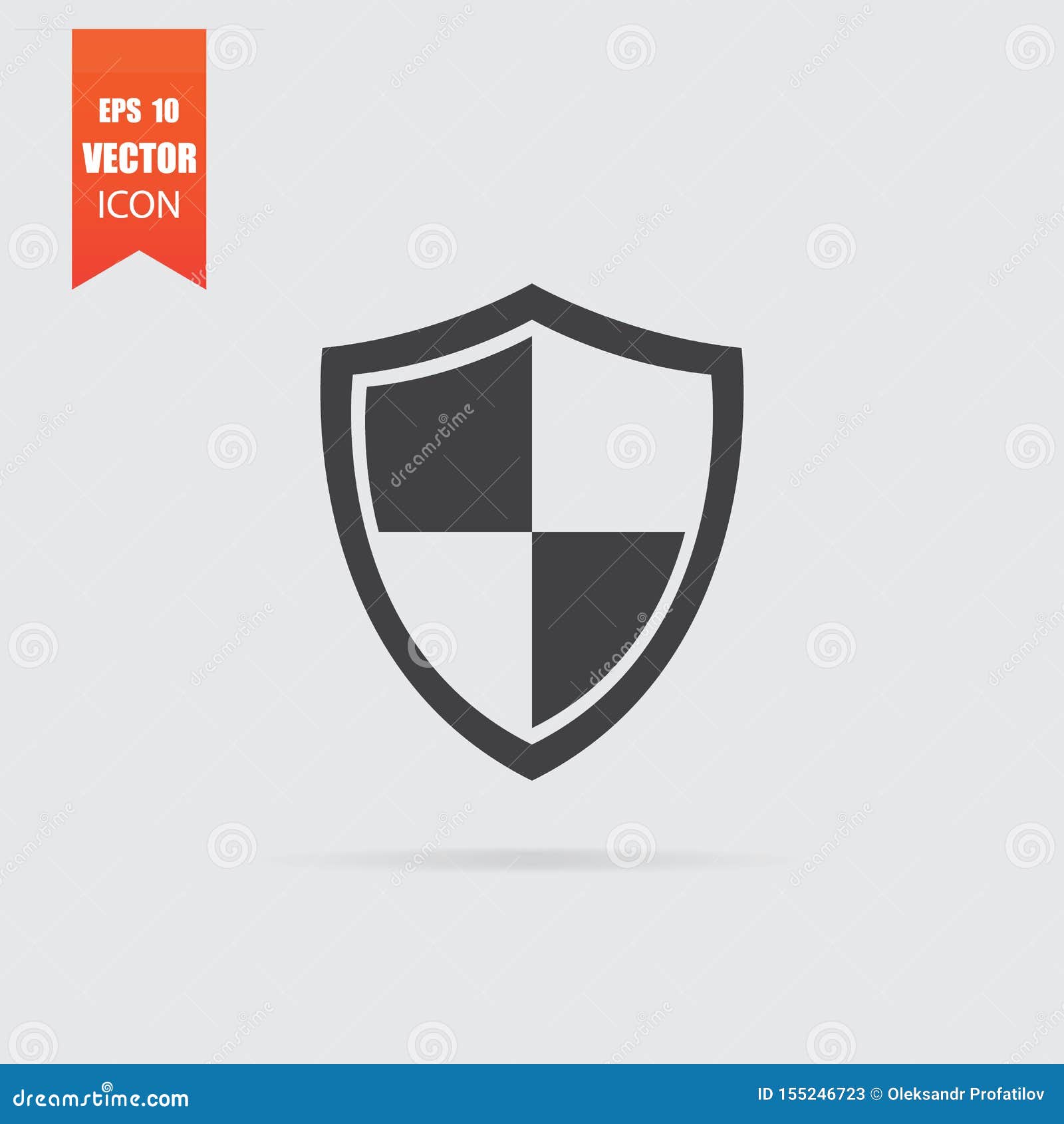Shield Icon in Flat Style Isolated on Grey Background Stock Vector ...