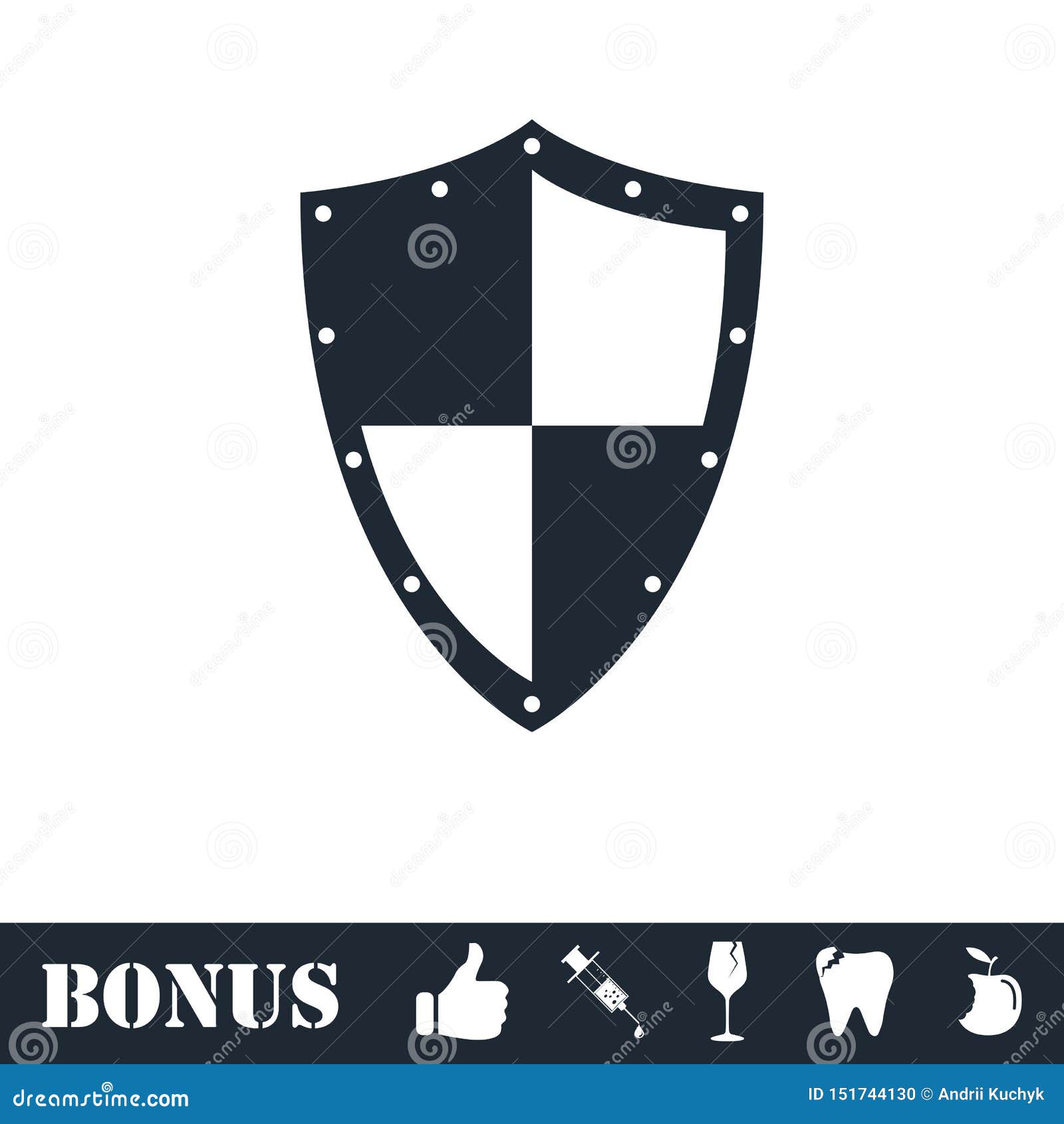 Shield icon flat stock vector. Illustration of crest - 151744130