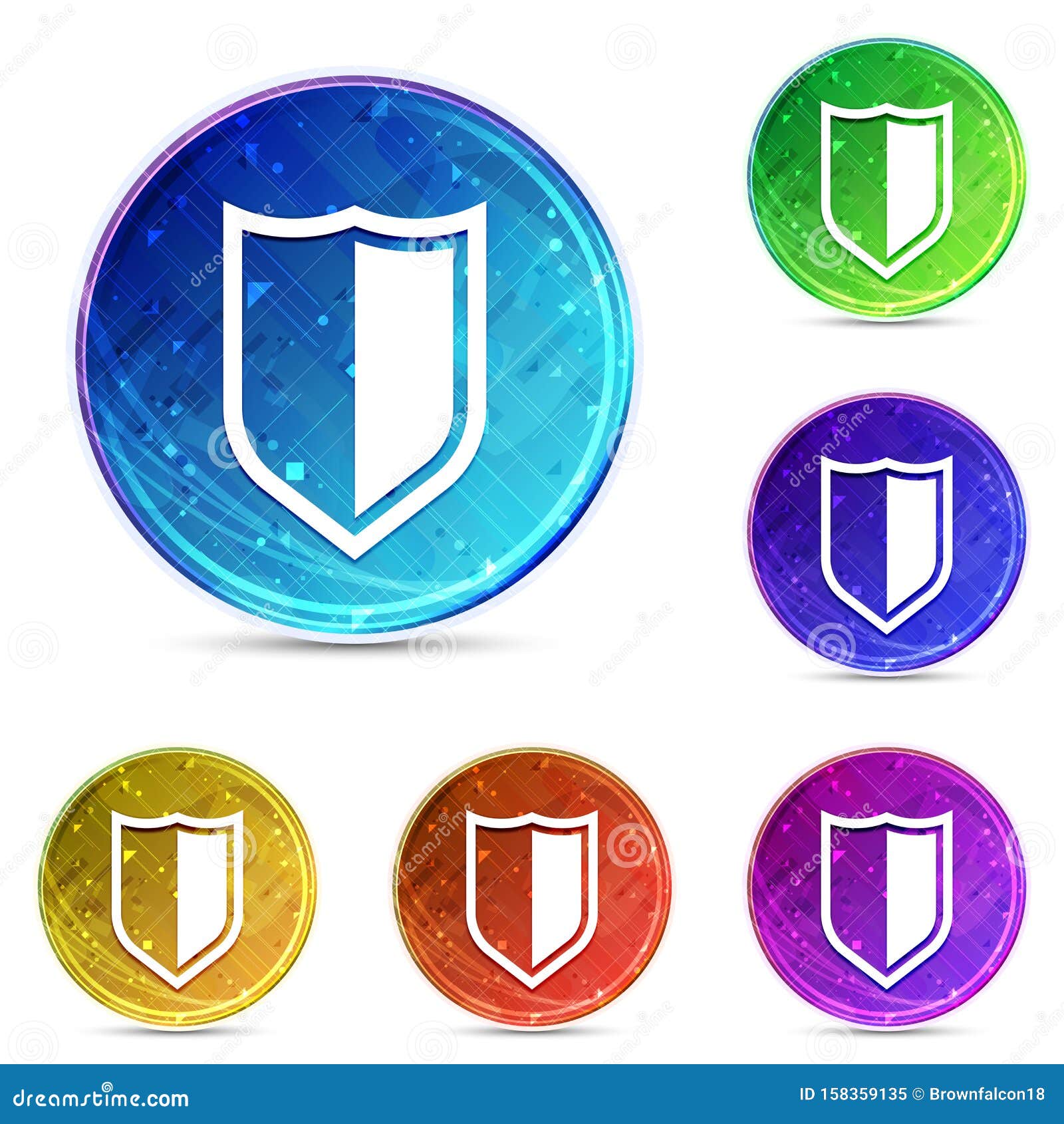Shield Icon Digital Abstract Round Buttons Set Illustration Stock ...
