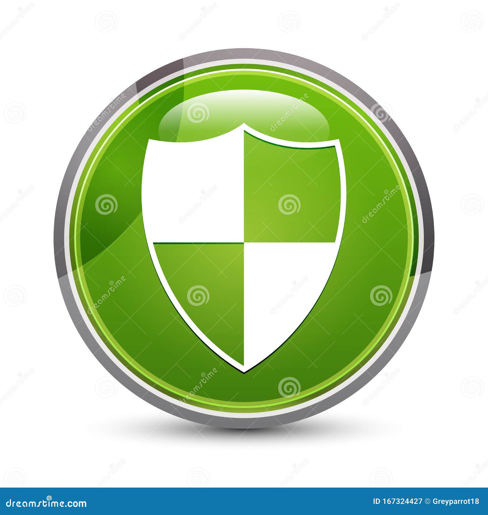 Shield Icon Elegant Green Round Button Vector Illustration Stock Vector
