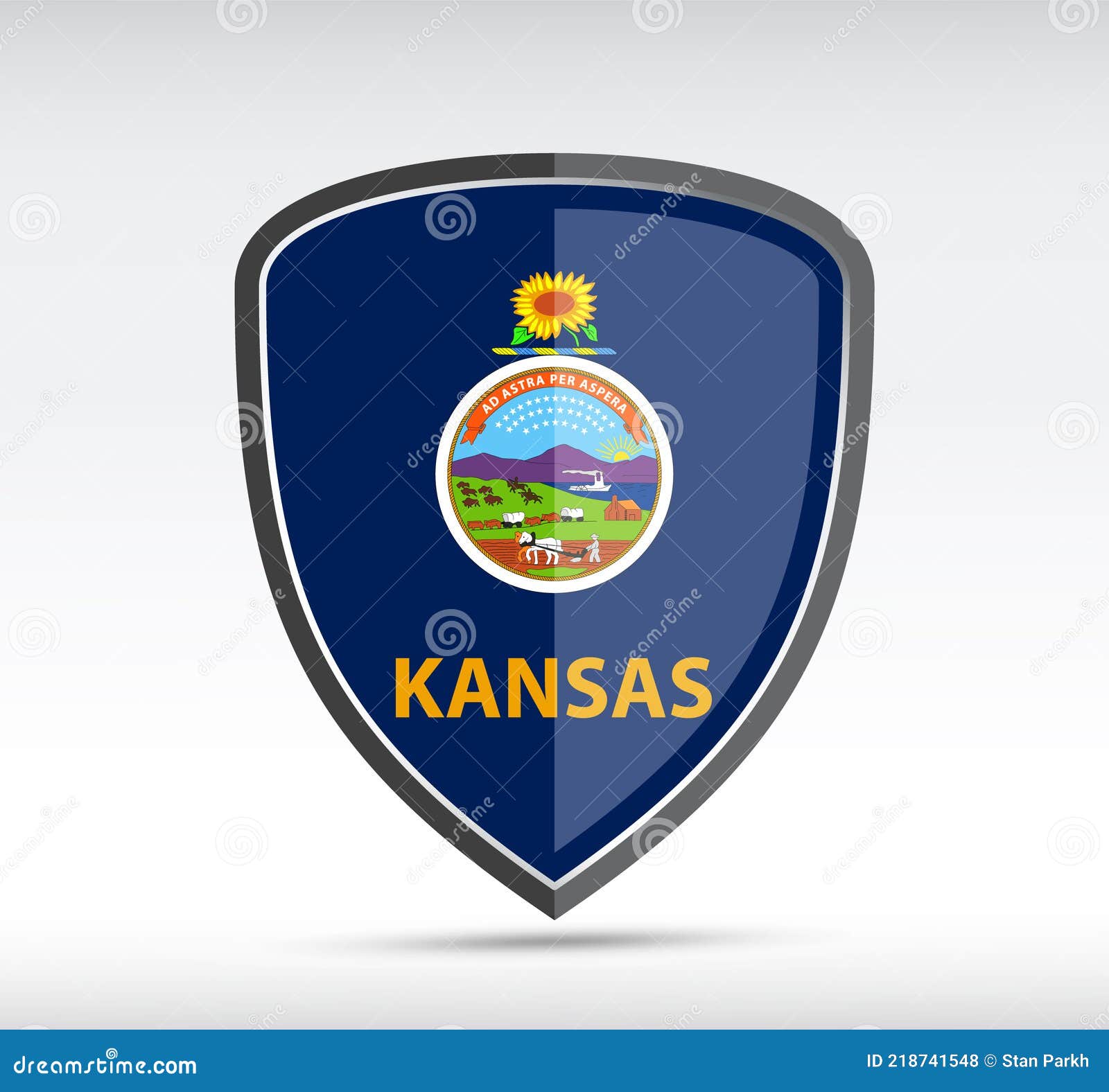 Shield Icon with Kansas State Flag Stock Vector - Illustration of ...