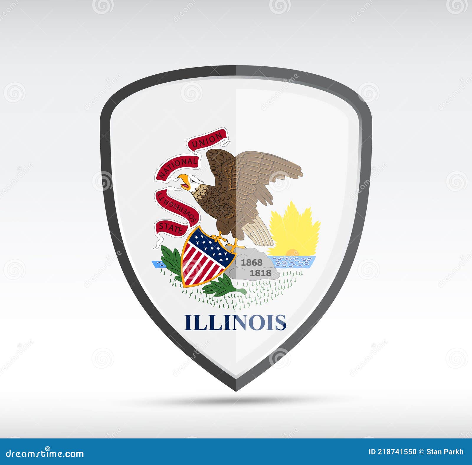 Shield Icon with Llinois State Flag Stock Vector - Illustration of ...