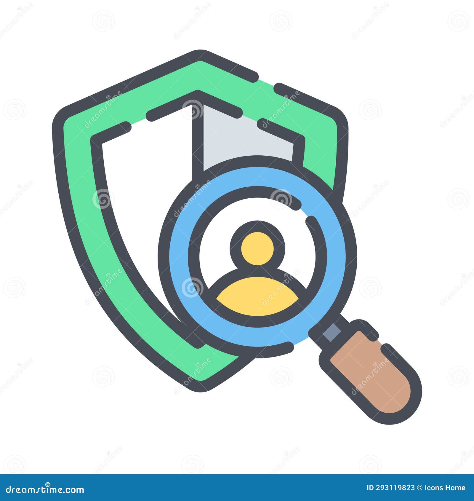 Shield Icon with Magnifying Glass. Vector Security Icon, Safety ...