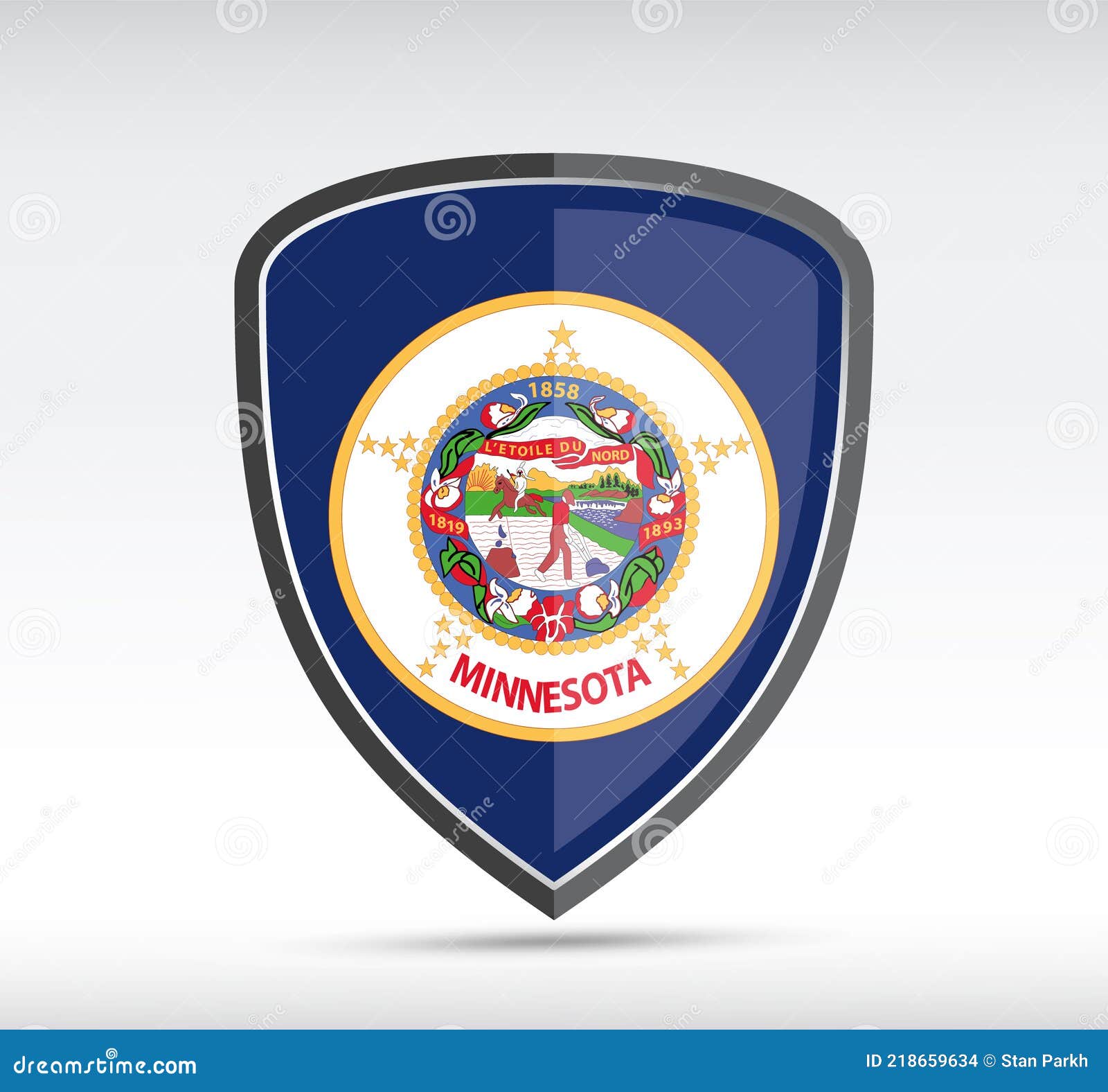 Shield Icon with Minnesota State Flag Stock Vector - Illustration of ...
