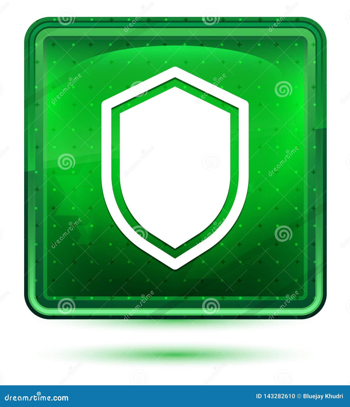 Shield Icon Neon Light Green Square Button Stock Illustration ...