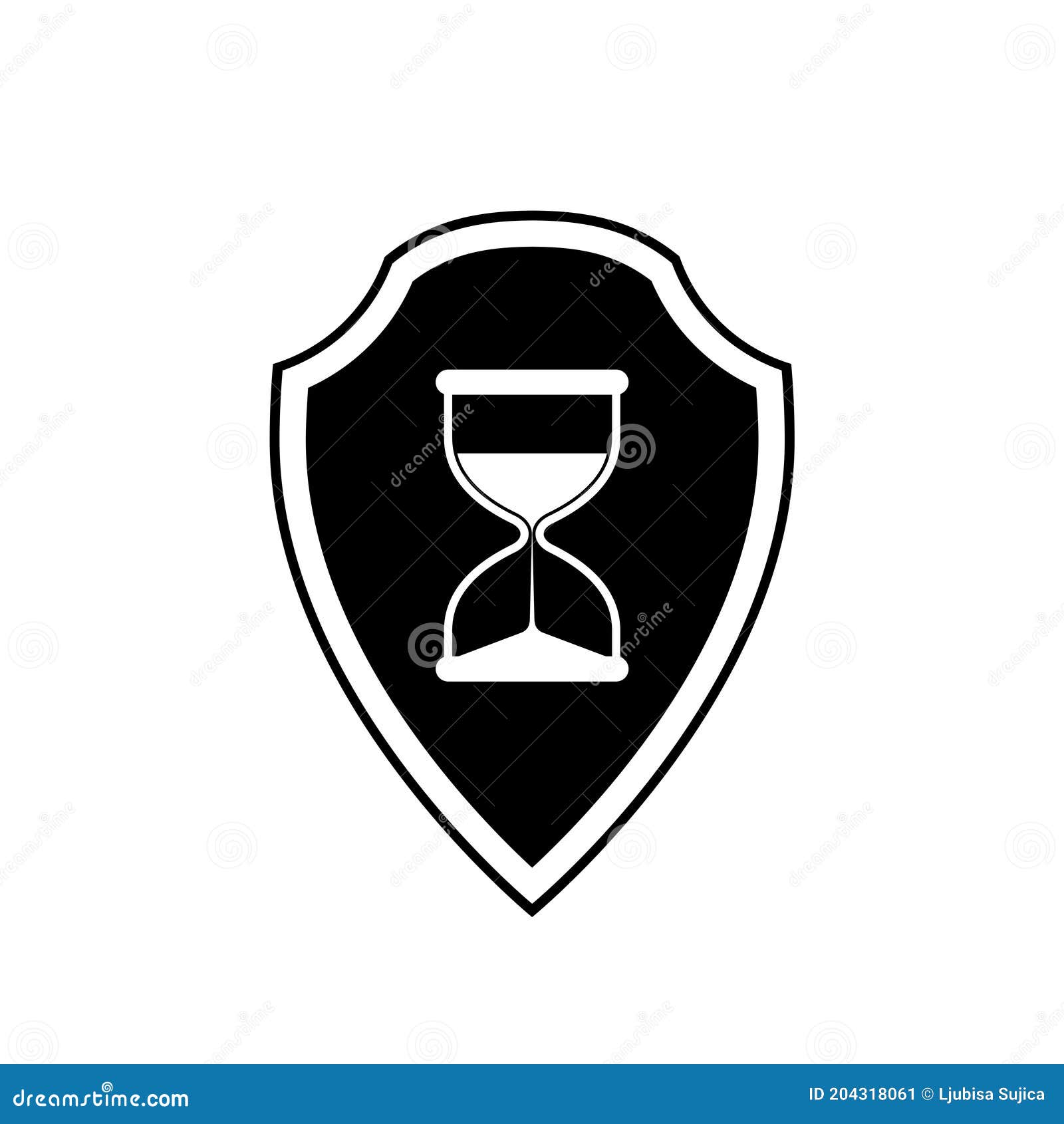 Shield Icon with a Sand Clock Isolated on White Background Stock Vector ...