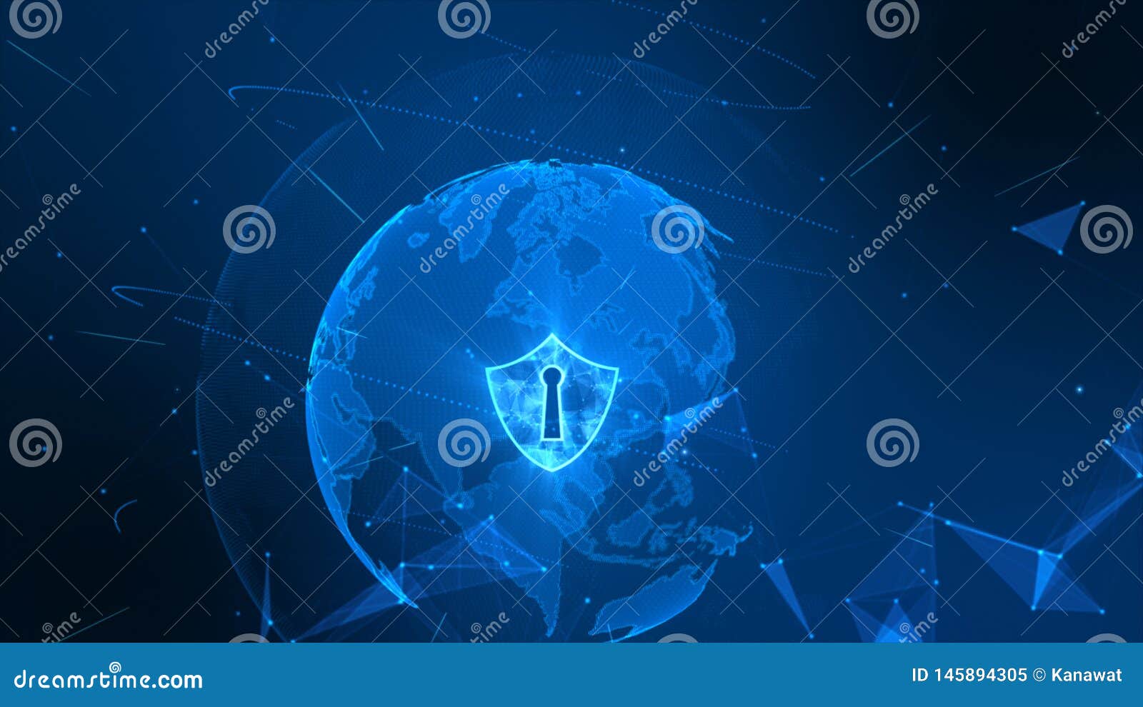 Shield Icon on Secure Global Network , Cyber Security Concept. Earth ...