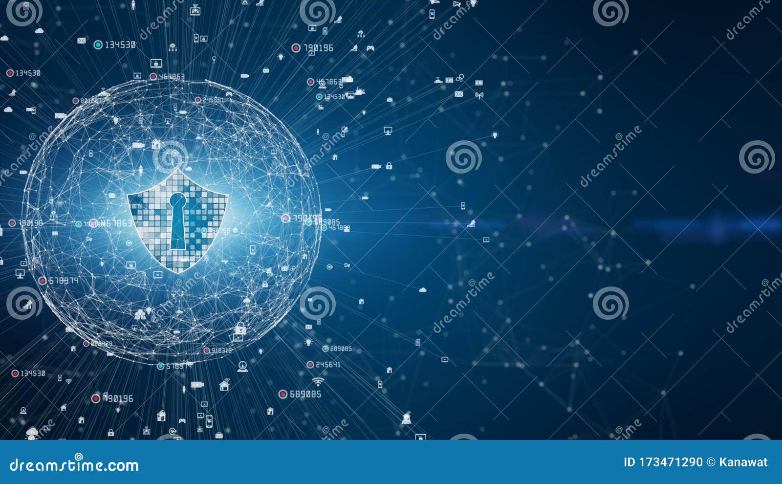 Shield Icon on Secure Global Network, Cyber Security and Information ...