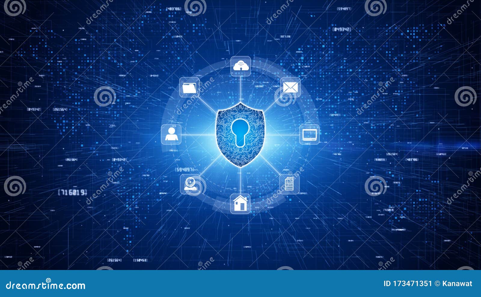 Shield Icon on Secure Global Network, Cyber Security and Information ...