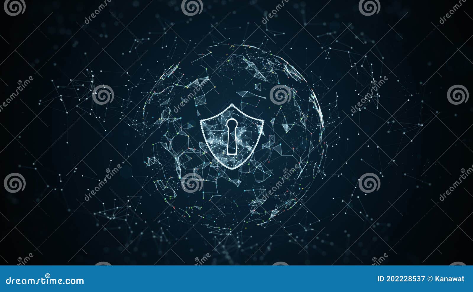 Shield Icon on Secure Global Network, Cyber Security and Information ...