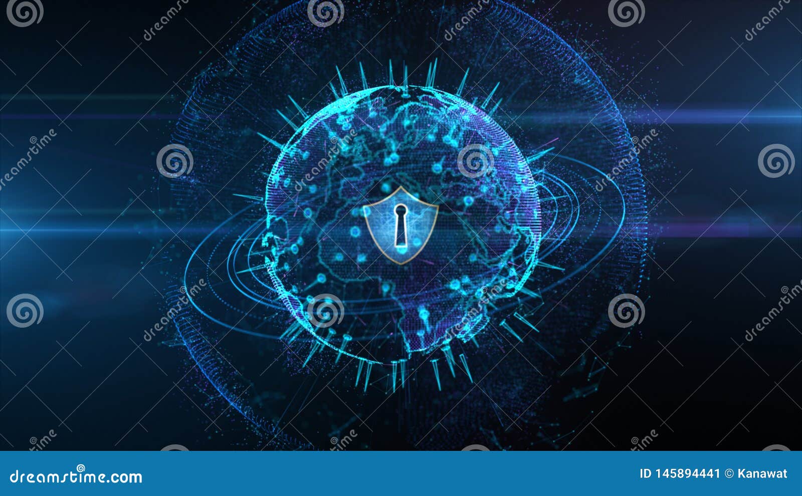 Shield Icon on Secure Global Network, Cyber Security and Protection of ...