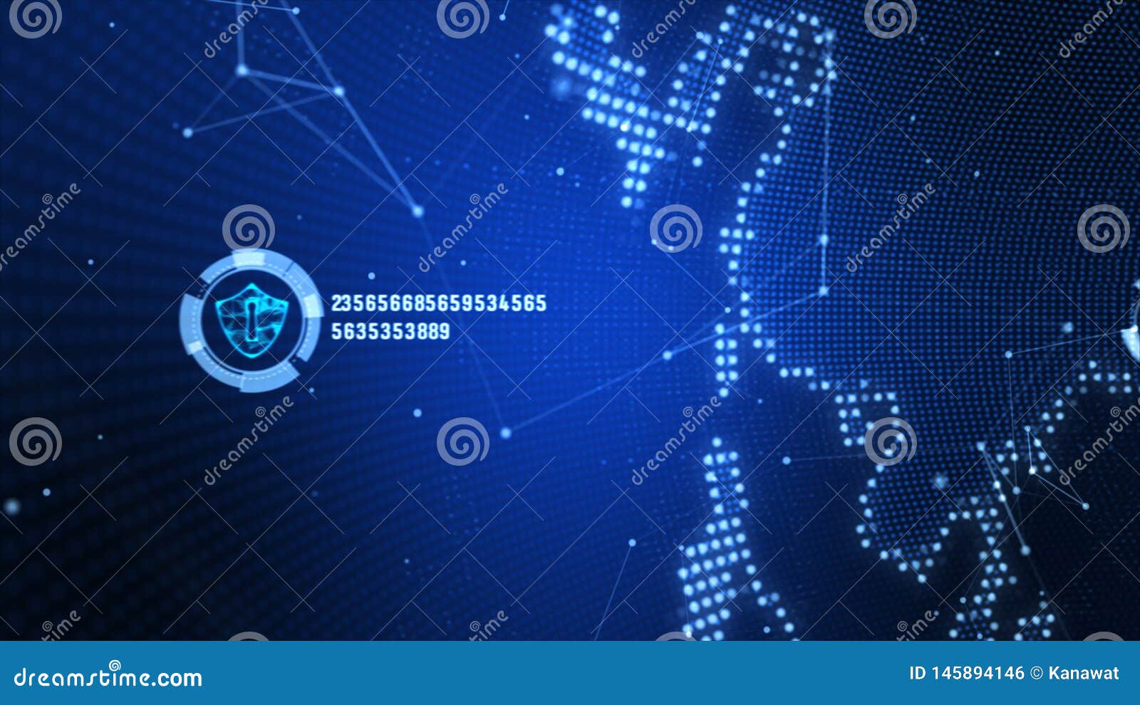 Shield Icon on Secure Global Network, Technology Network and Cyber ...