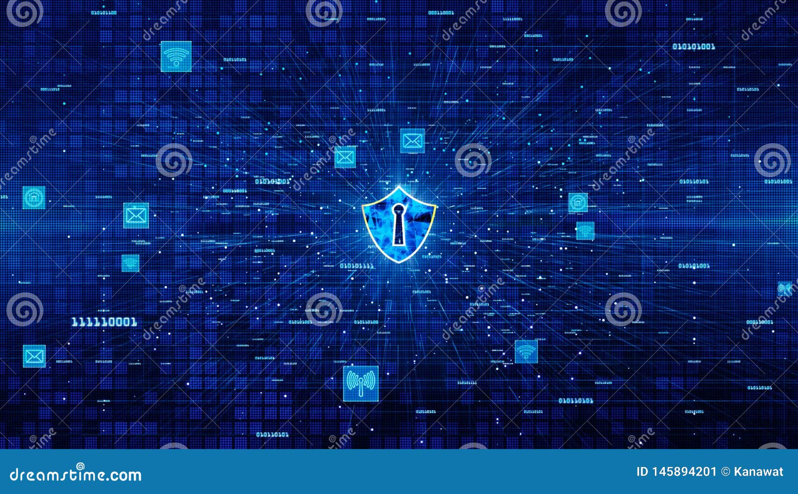 Shield Icon and Secure Network Communication, Cyber Security Concept ...