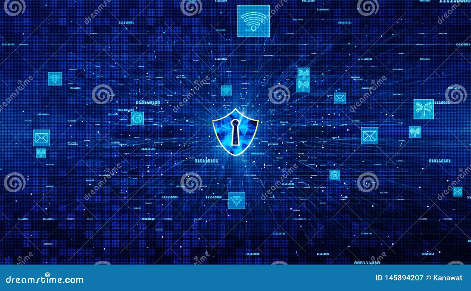 Shield Icon and Secure Network Communication, Cyber Security Concept ...