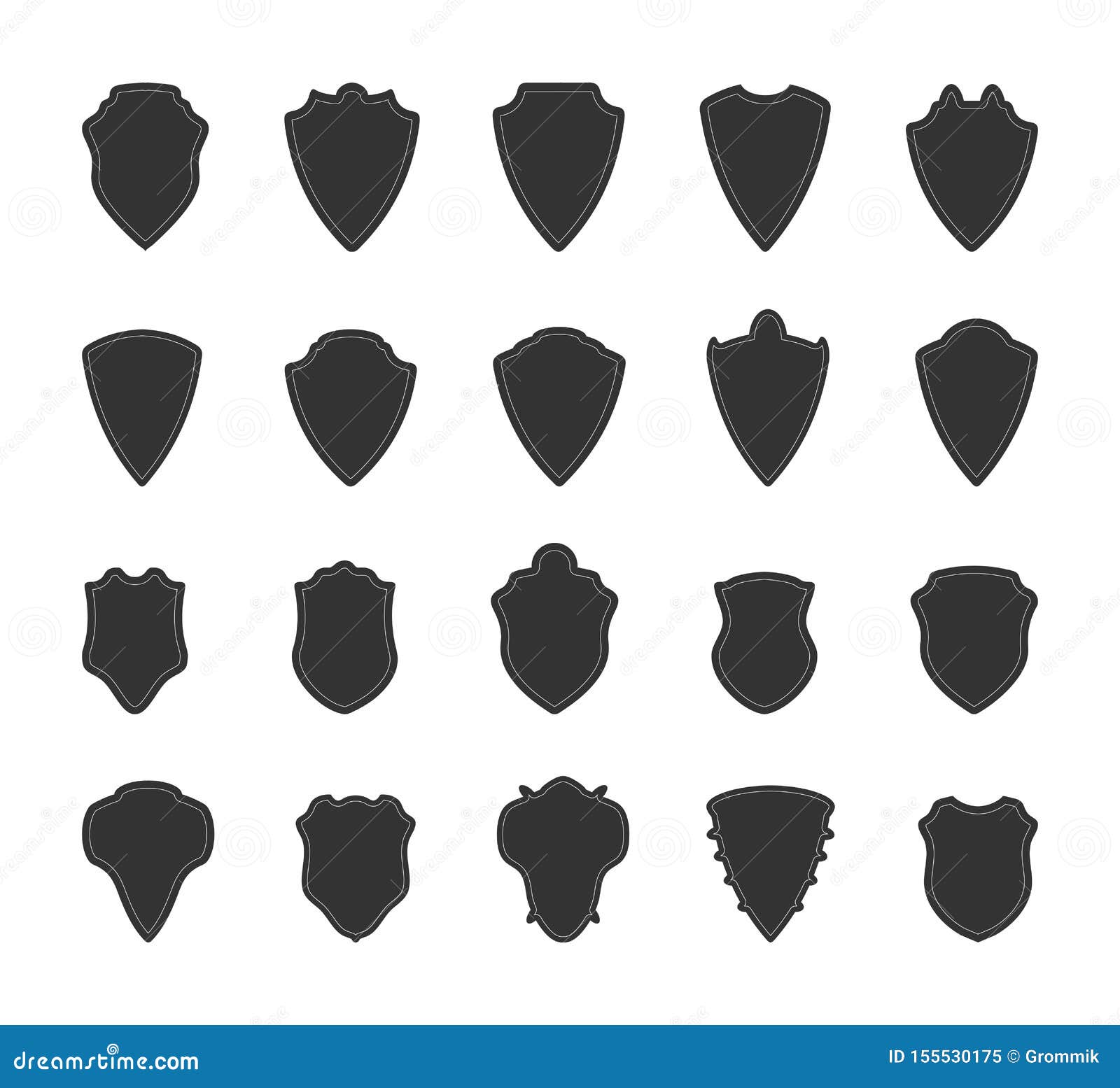Shield Icon Set. the Basis for Heraldic Emblems, Clubs and Signs Stock ...