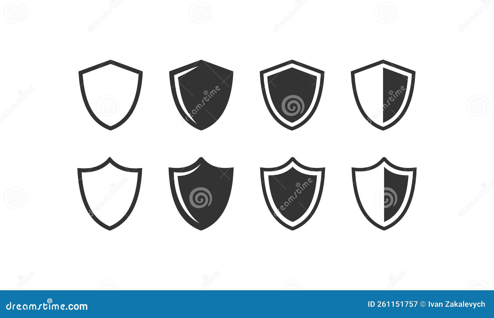 Shield Icon Set. Old Security Illustration Symbol Stock Vector ...