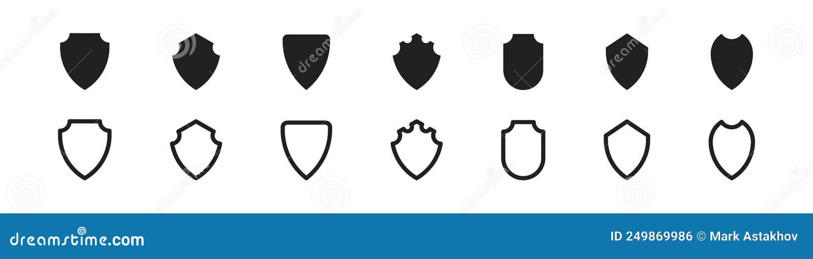 Shield Icon Set. Security Shields Shape Silhouette Icons Collection ...