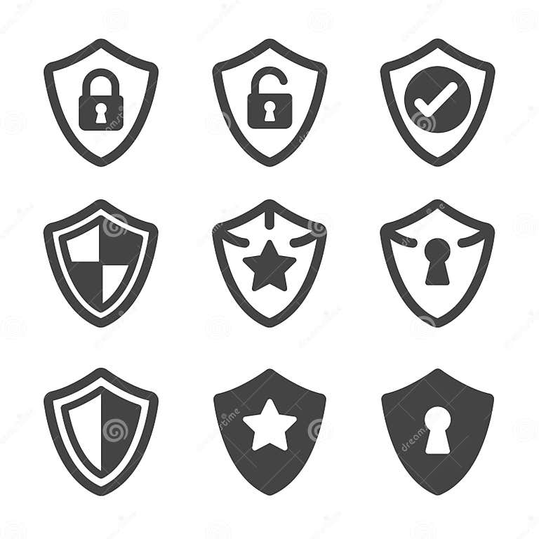 Shield icon set stock vector. Illustration of armor - 131300464