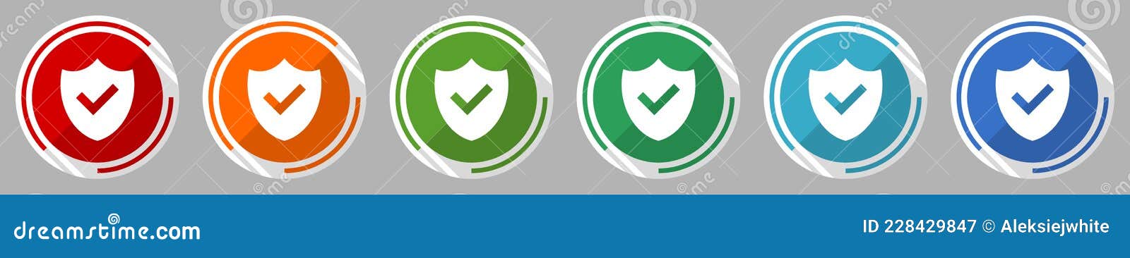 Shield Icon Set, Vector Illustration in 6 Colors Options for Webdesign ...