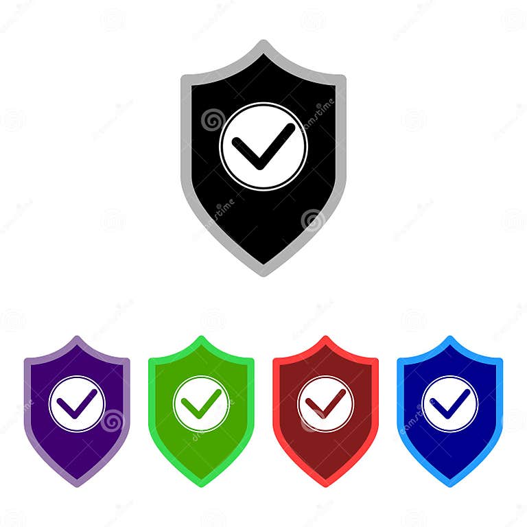 Shield Icon. Shield Vector Icon with Check Mark. Vector Set of Shields ...