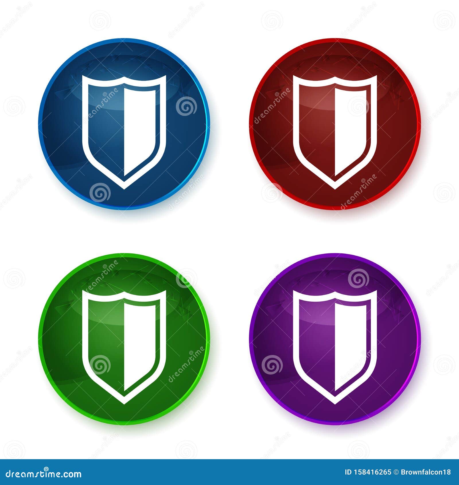 Shield Icon Shiny Round Buttons Set Illustration Stock Vector ...