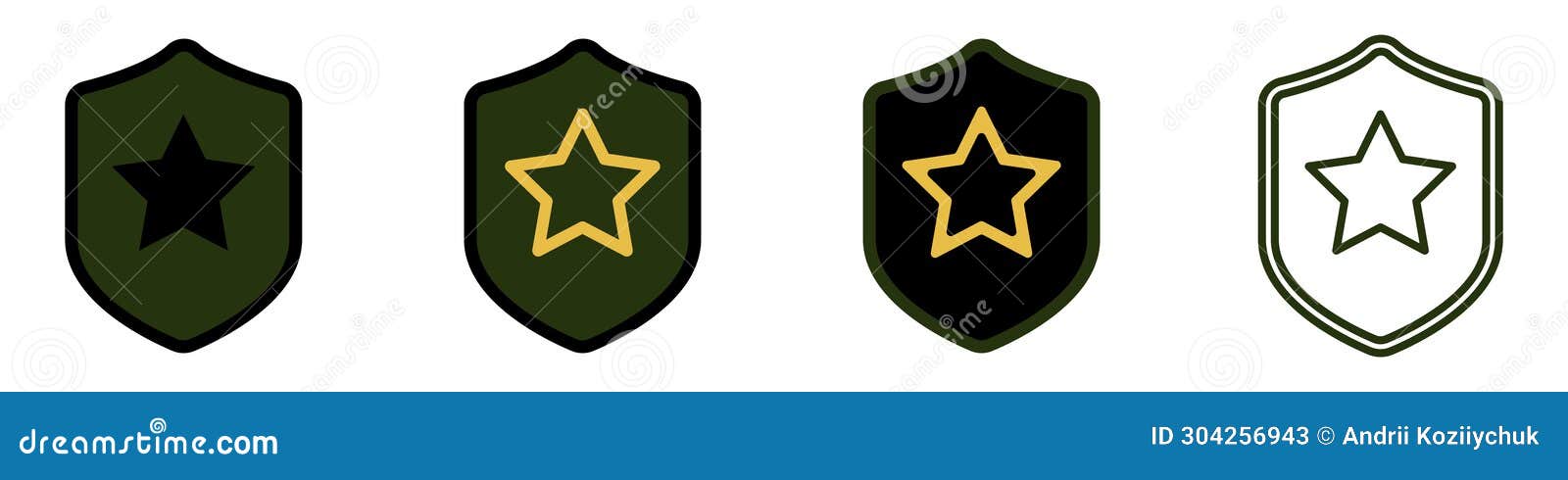Shield Icon with Star. Army Protection Vector Icon. Combat Patch of a ...