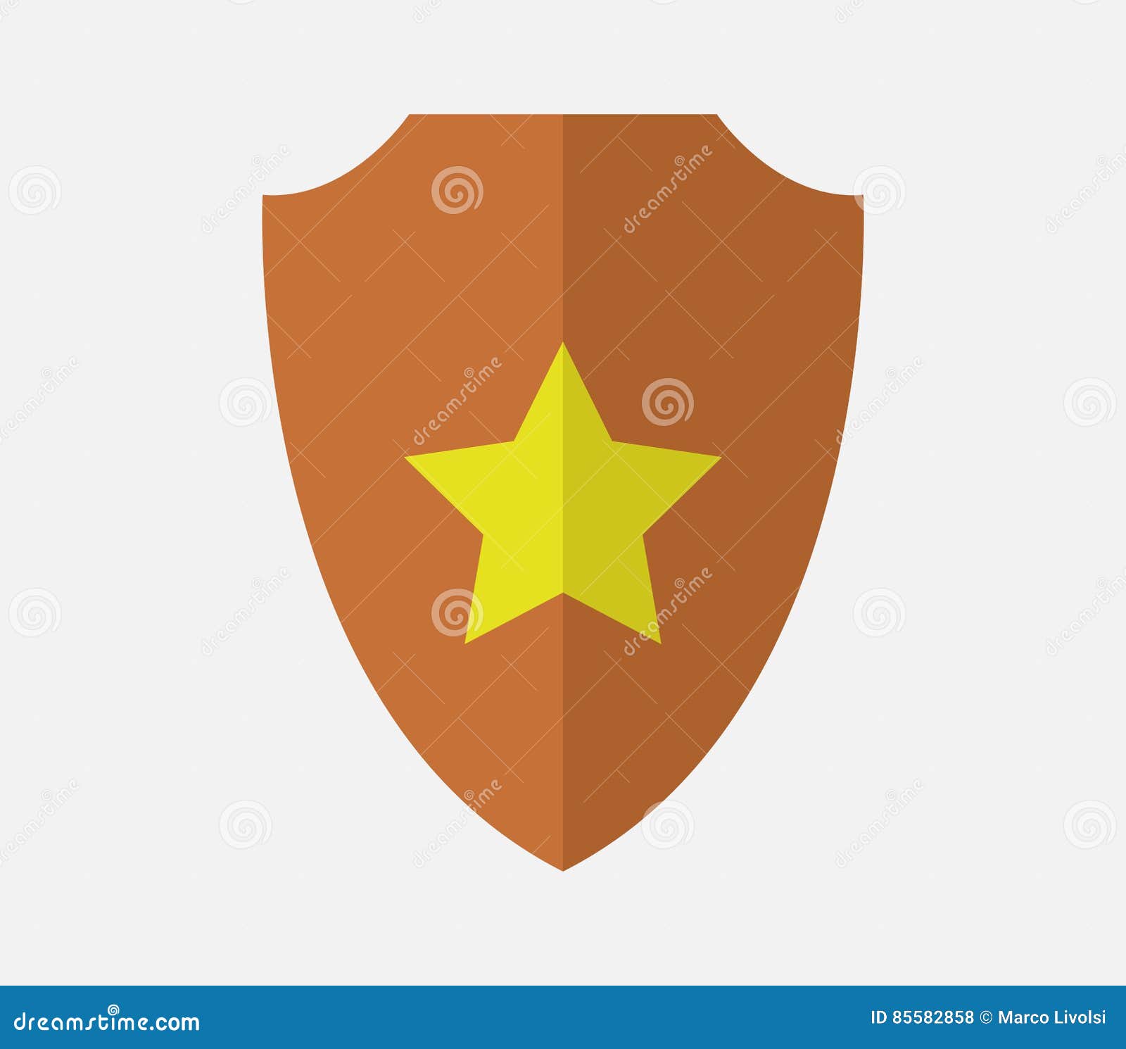 Shield Icon with Star Illustrated Stock Illustration - Illustration of ...