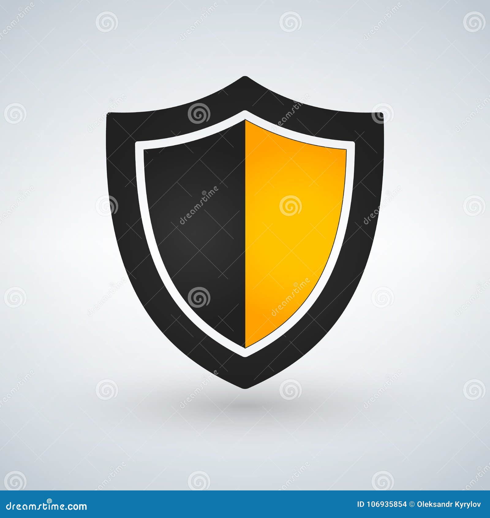 Black and Yellow Shield Icon in Trendy Flat Style Isolated on White ...
