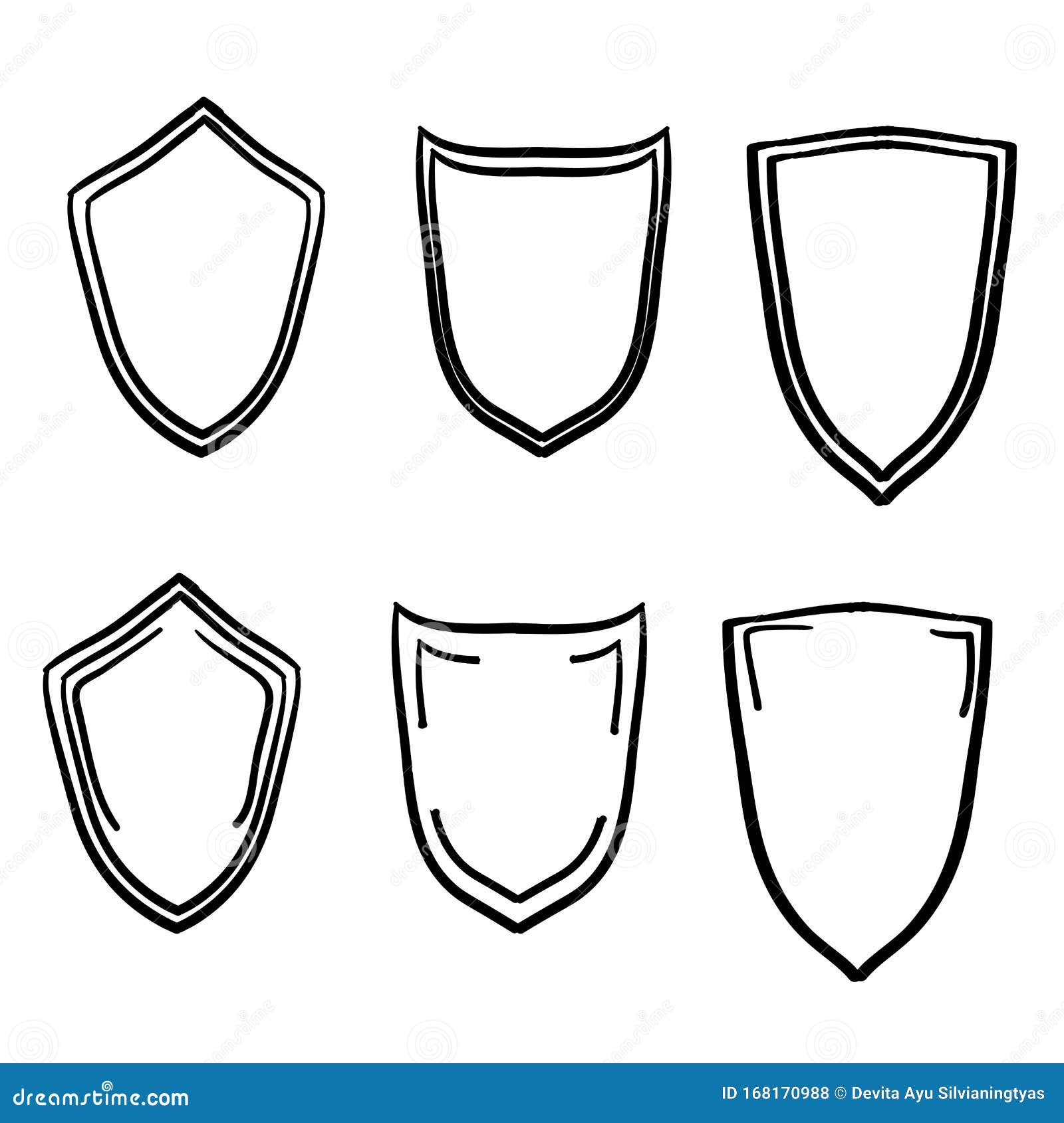 Shield Handdrawn Icon. Cute Cartoon Vector Clip Art Of A Protective ...