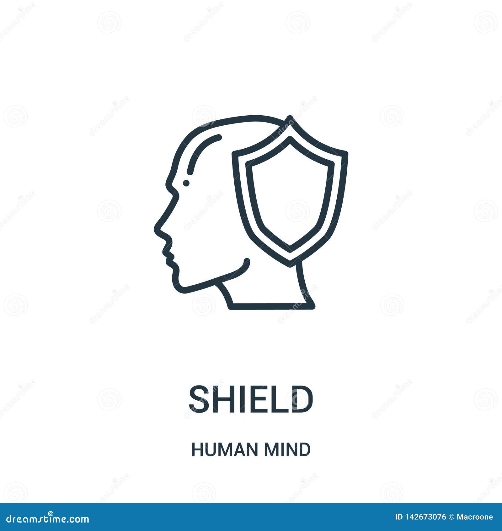 Shield Icon Vector from Human Mind Collection. Thin Line Shield Outline ...