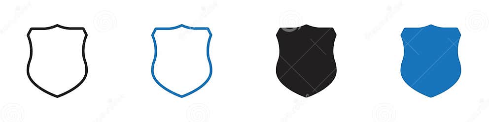 Shield Icon Vector Set Outline Stock Illustration - Illustration of insignia, shape: 333543822