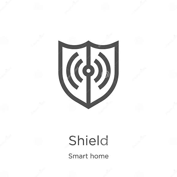 Shield Icon Vector from Smart Home Collection. Thin Line Shield Outline ...