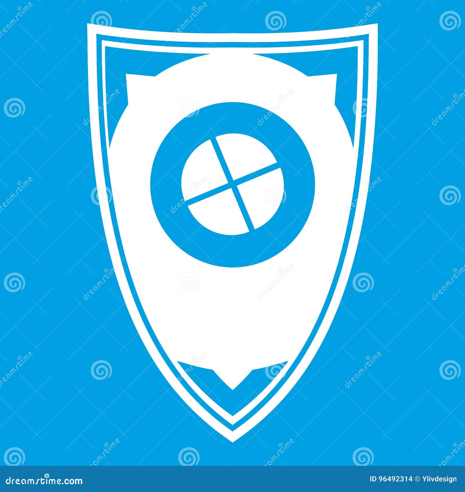 Shield icon white stock vector. Illustration of pictogram - 96492314
