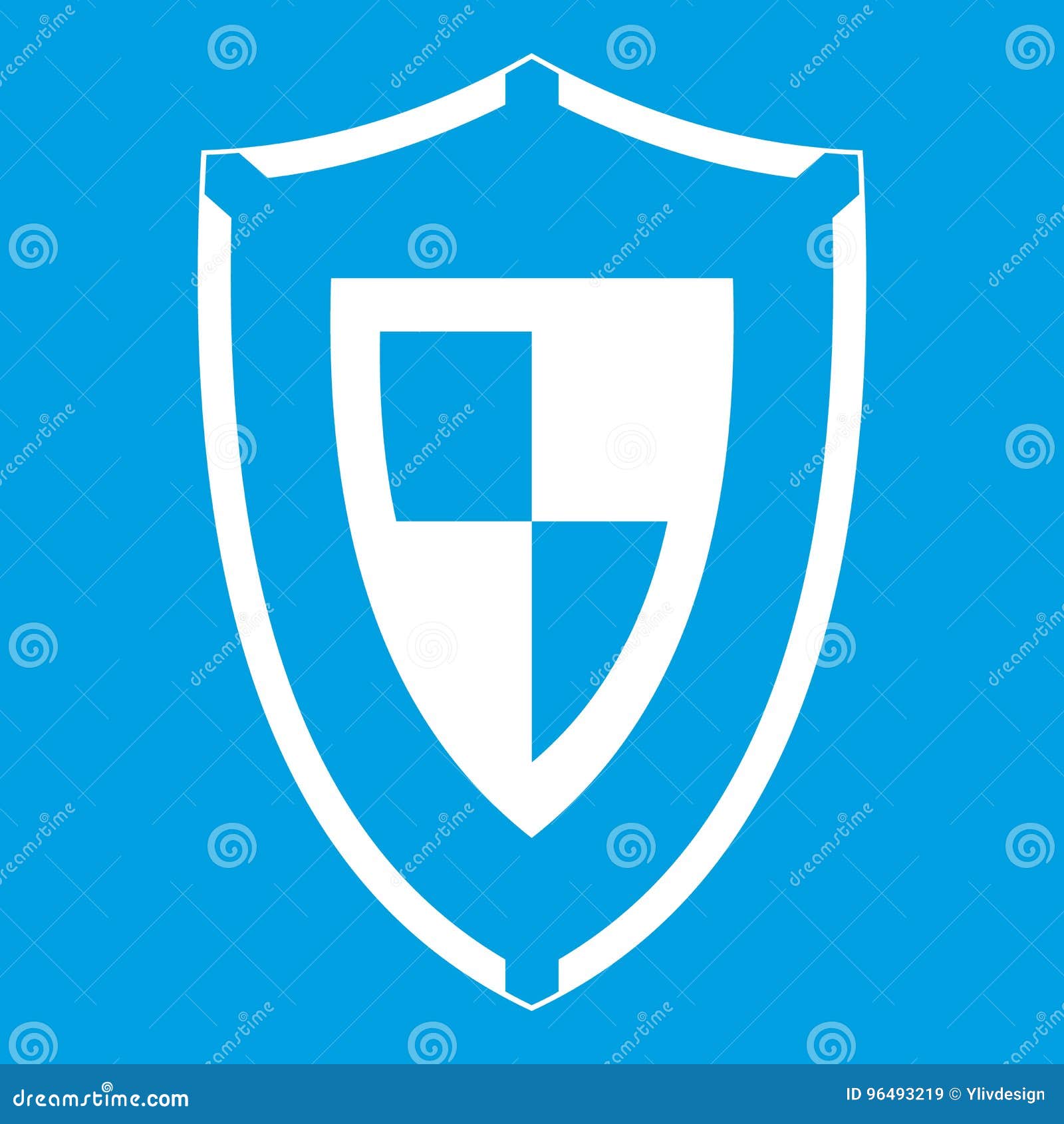 Shield icon white stock vector. Illustration of defence - 96493219