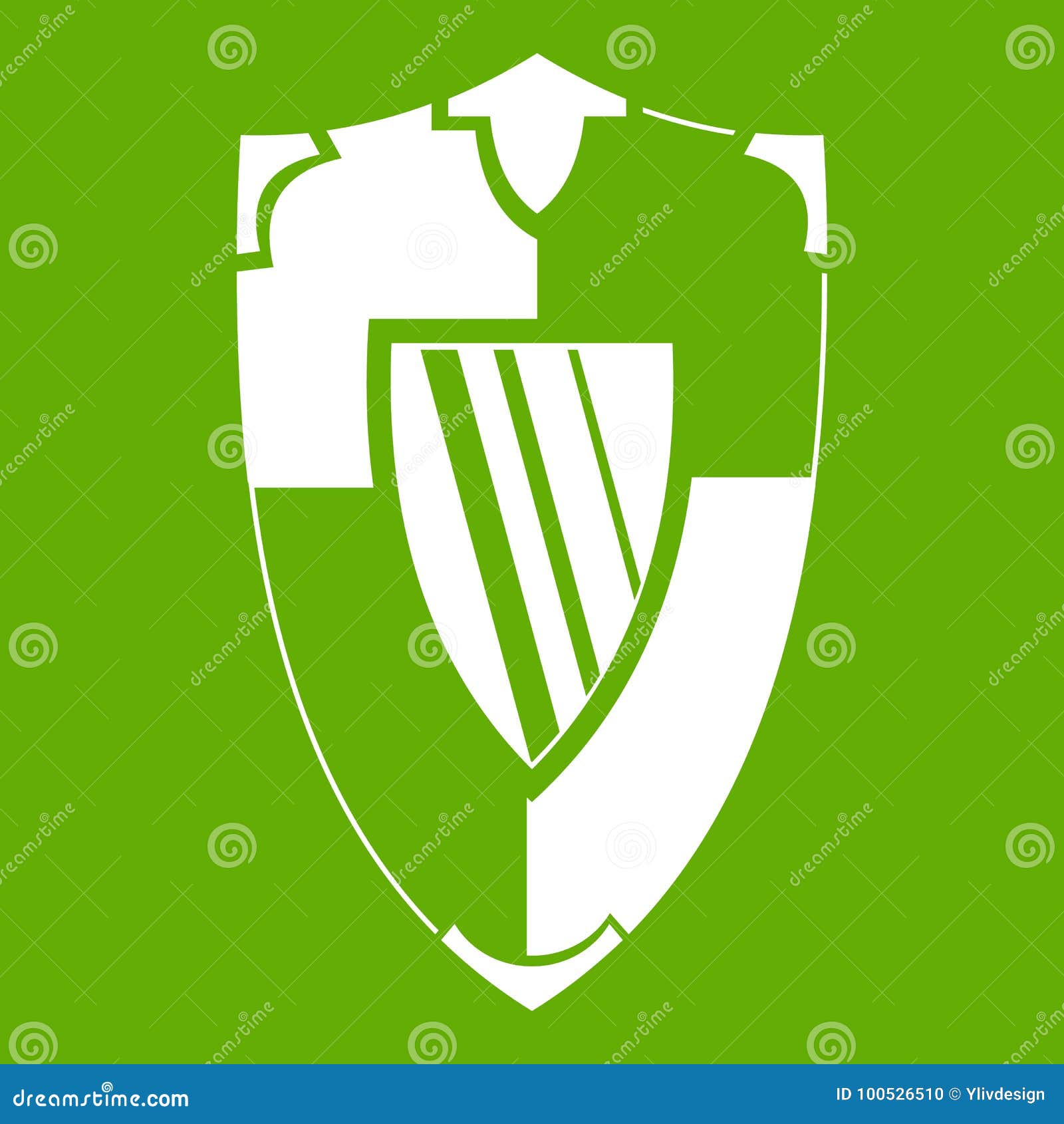 Shield icon green stock vector. Illustration of frame - 100526510