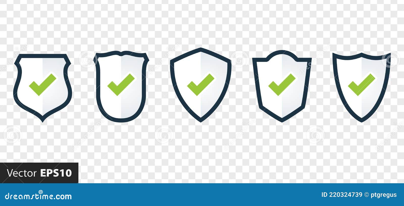 Shield Icons Collection with a Green Checkmark. Protect, Security ...