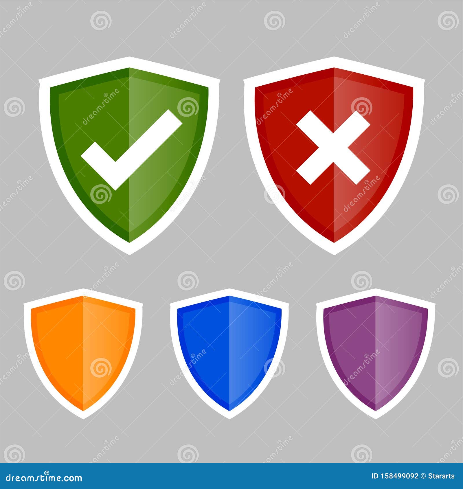 Shield Icons with Correct and Wrong Symbols Stock Vector - Illustration ...