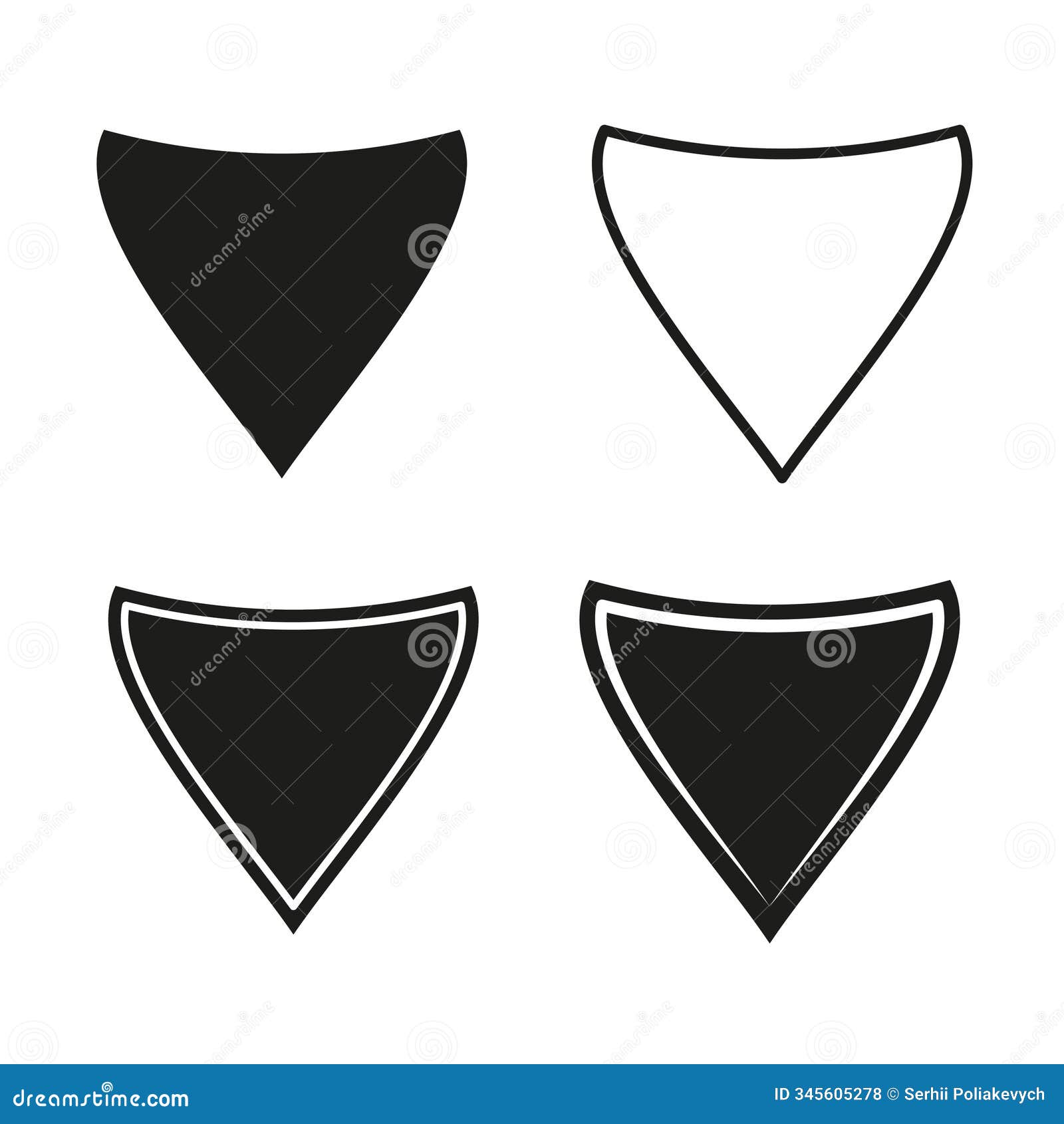 Shield Icons. Geometric Vector Shapes. Triangular Symbols. Black and ...