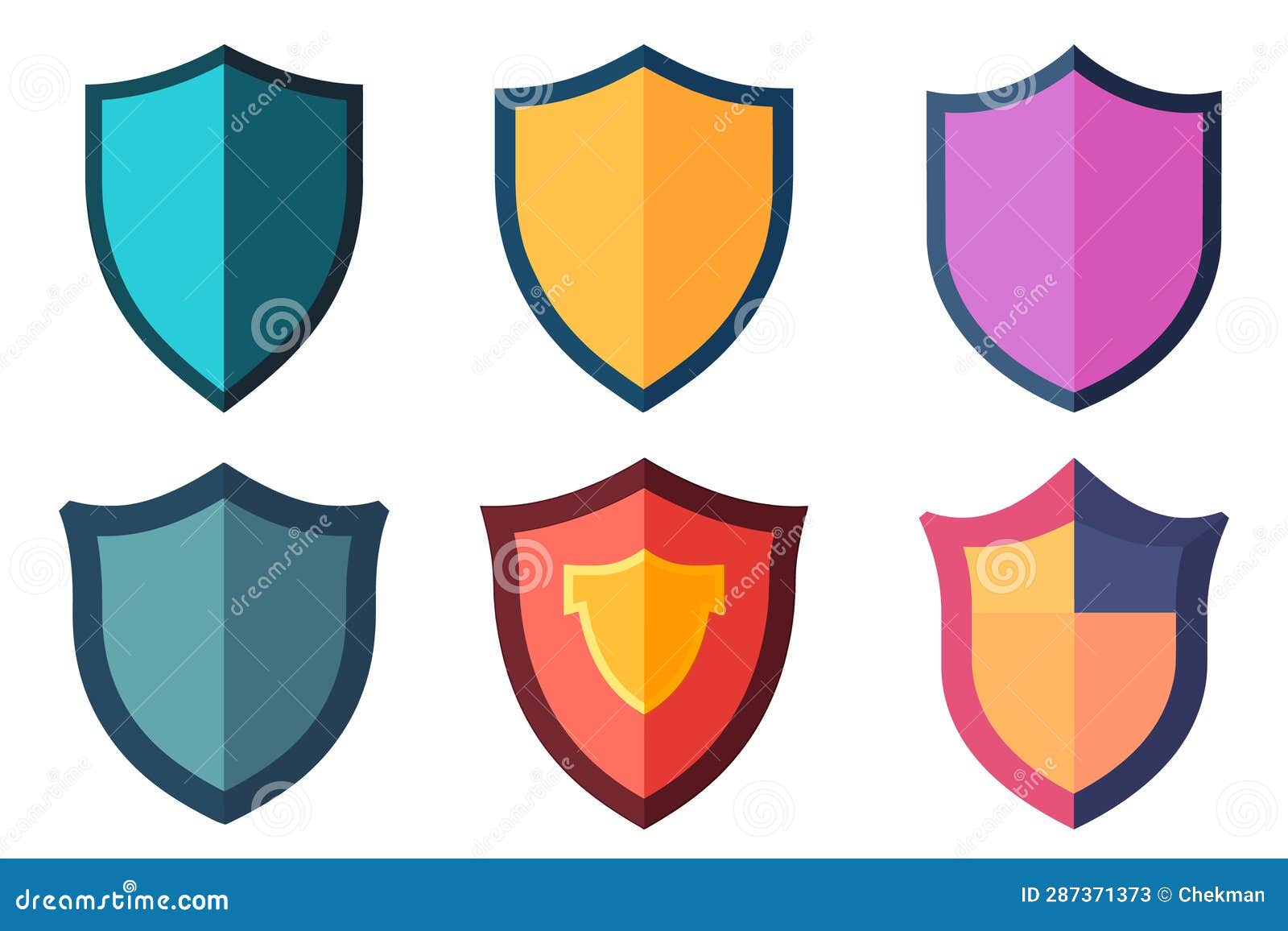 Shield Icons Set. Collection of Abstract Colored Shields Stock ...