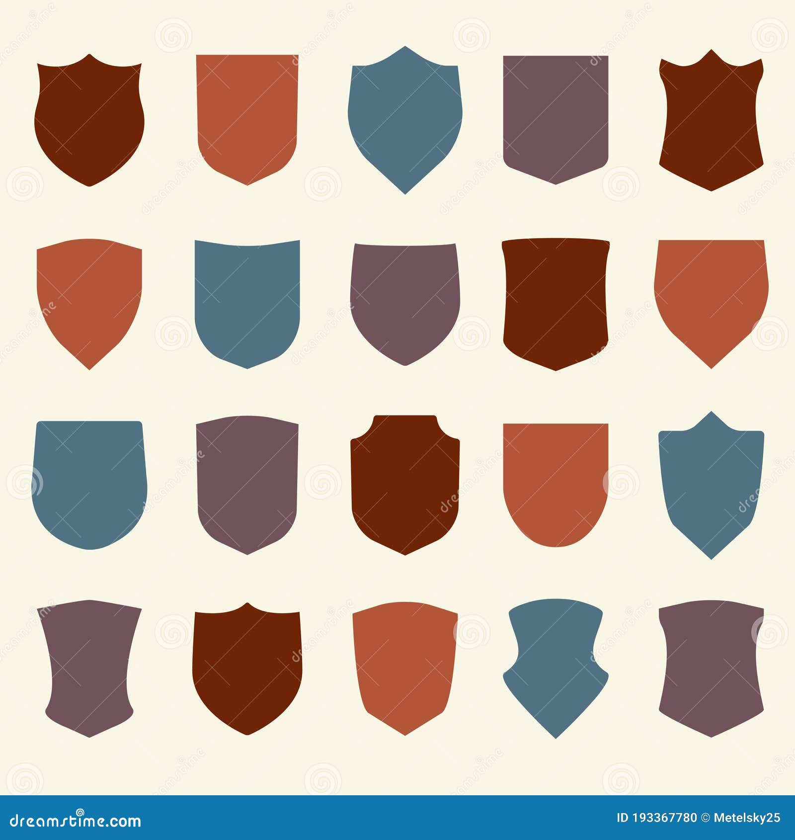 Shield Icons Set. Different Colorful Shield Shapes in Flat Style ...