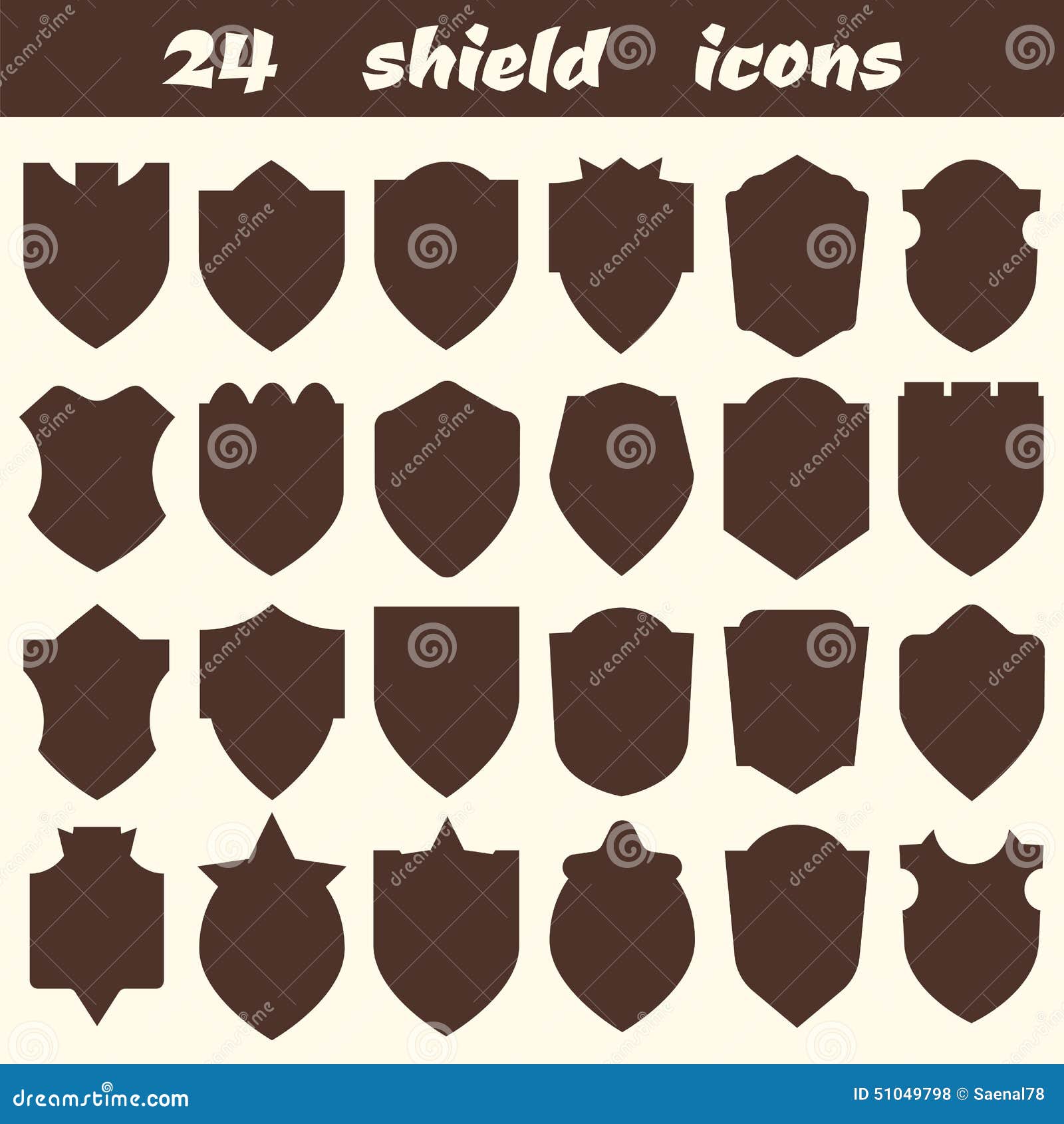 24 Shield Icons. Set of Different Shield Shapes Icons, Borders, Stock ...