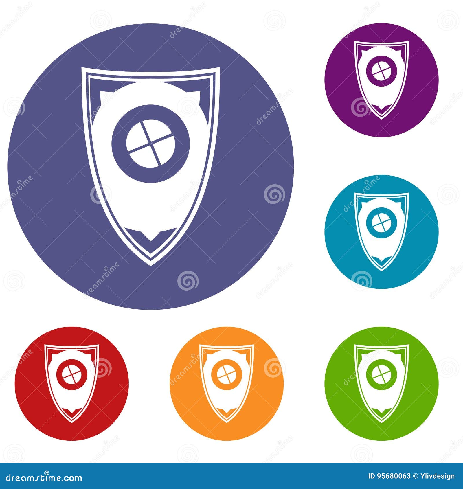 Shield icons set stock vector. Illustration of blue, honorary - 95680063