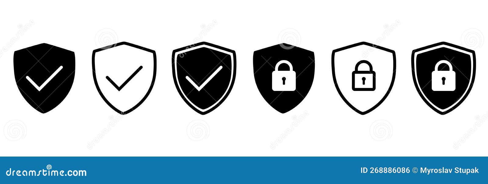 Shield Icons Set. Security Shields Logotypes. Security Shield Symbols ...