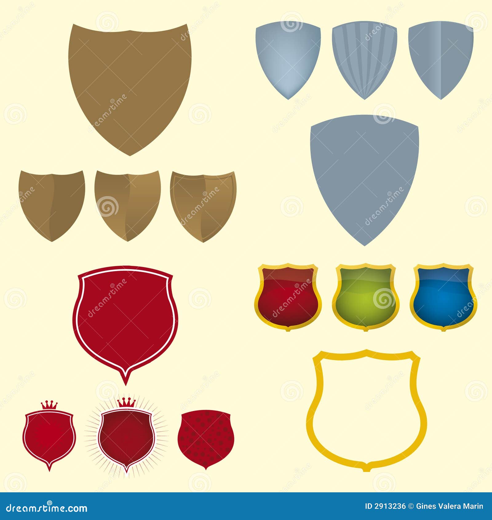 Stylized Shields With Motto Ribbons Vector Illustration | CartoonDealer ...