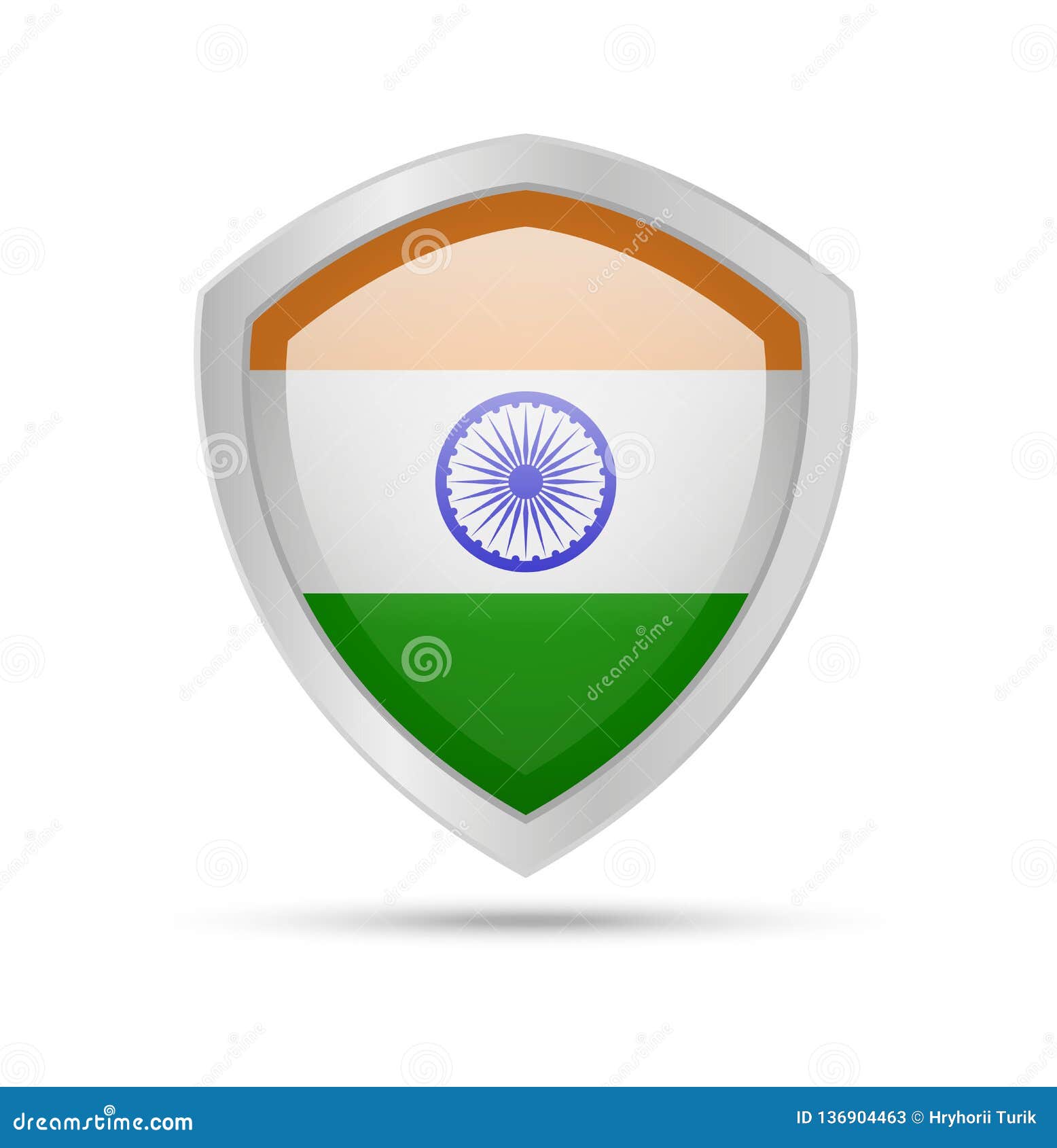 Shield with India Flag on White Background. Stock Vector - Illustration ...