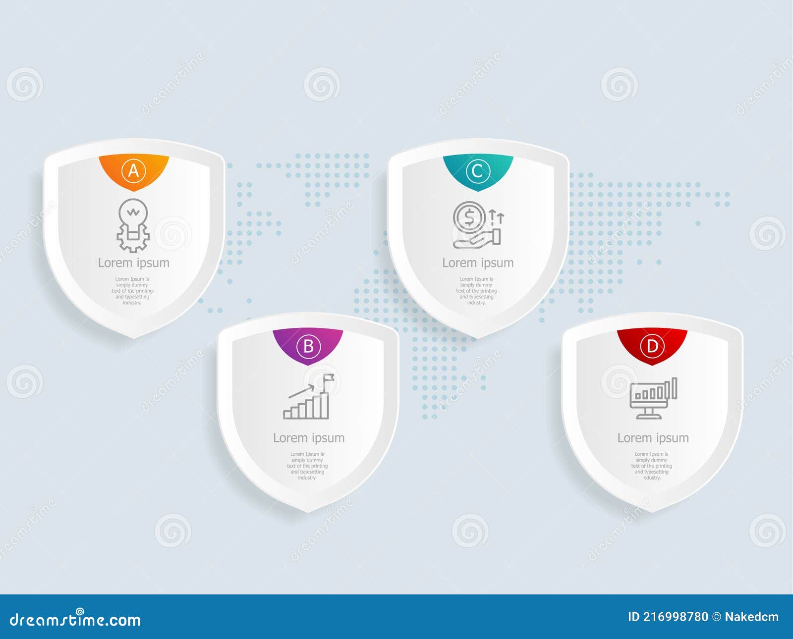 Shield Infographics Element Template with Business Icons Stock Vector ...