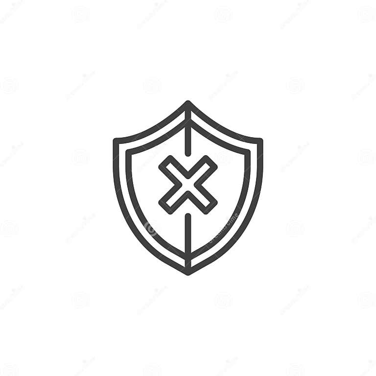 Shield insecure line icon stock vector. Illustration of sign - 165270286